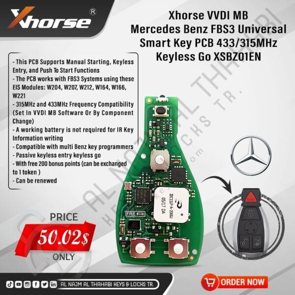 Xhorse VVDI MB Benz FBS3 Universal Smart Key PCB XSBZ01EN