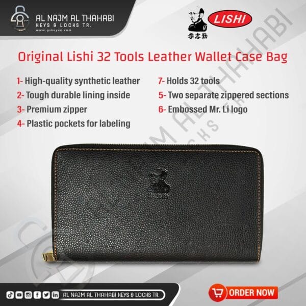 Original Lishi 32 Tools Leather Wallet Case Bag