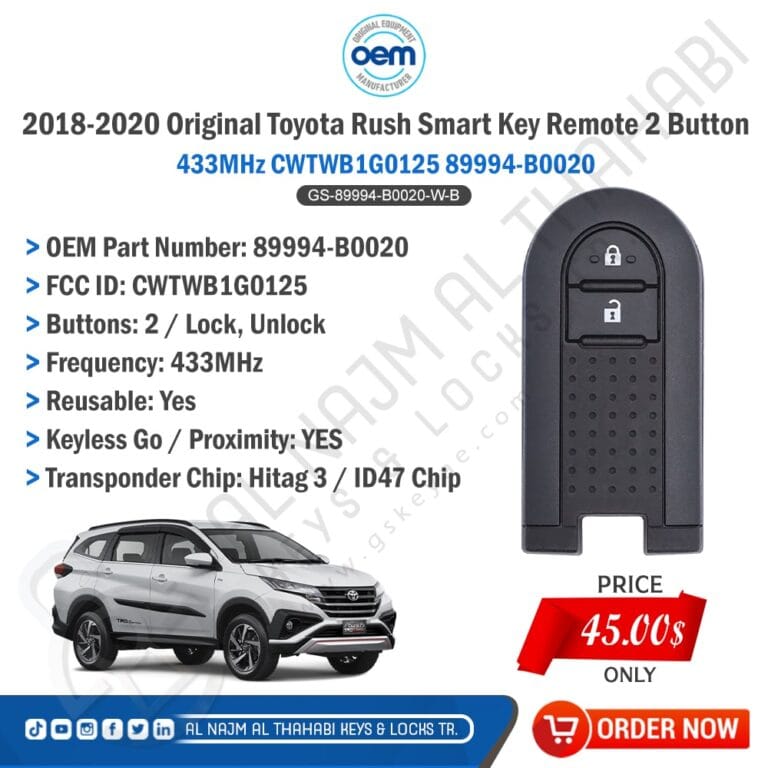 89994-B0020 Original Toyota Rush Smart Key 2018-2020
