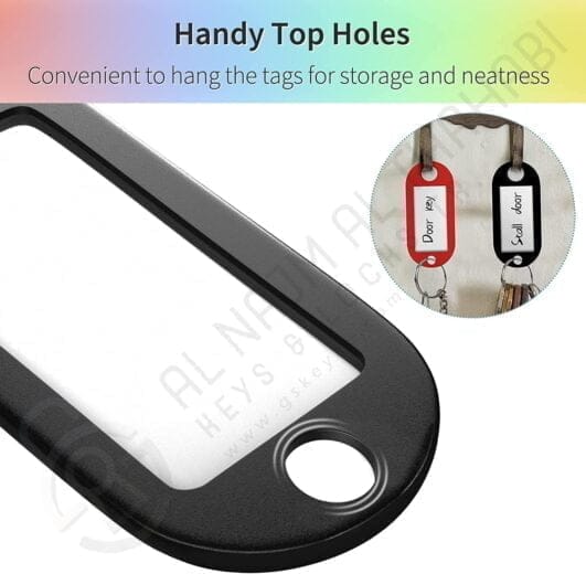 100-Pack Plastic Key Tags With Split Ring Label Window