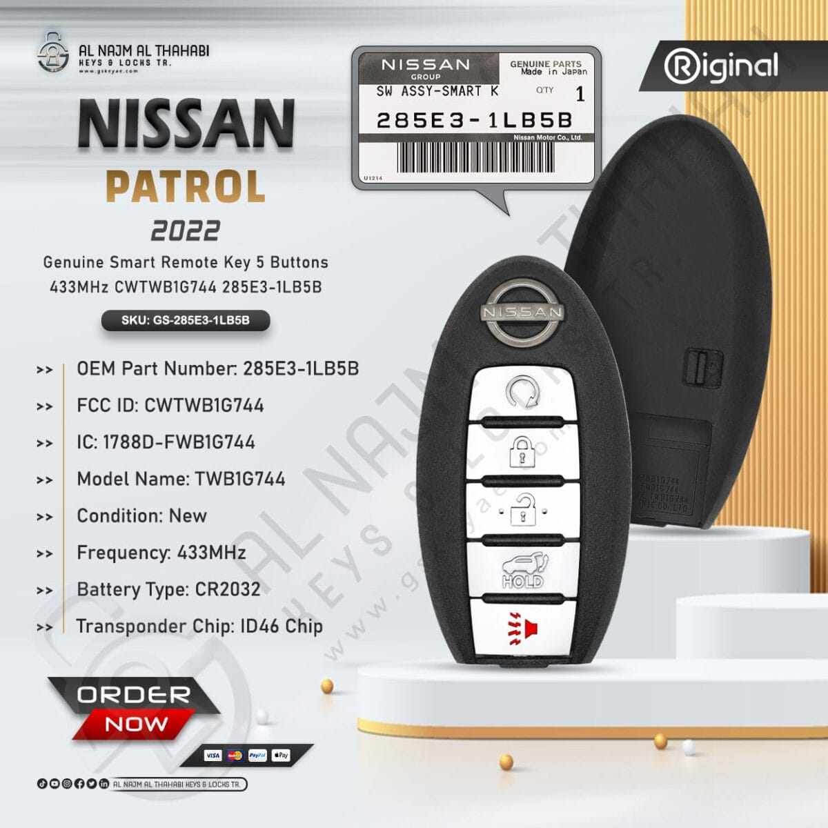 285E3-1LB5B Genuine 2022 Nissan Patrol Smart Key